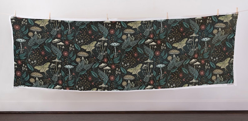 Whimsical Extra Wide Sateen Fabric Gothic Woodland Forest Luna Moth ...