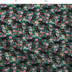 Rottweiler Fabric - Rottweiler Floral Dog Fabric Rottweilers by ...