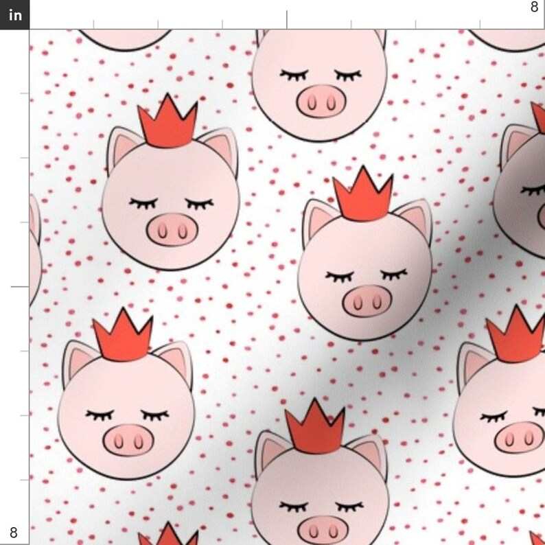 Princess Fabric Princess/prince Pig Red Dots by - Etsy