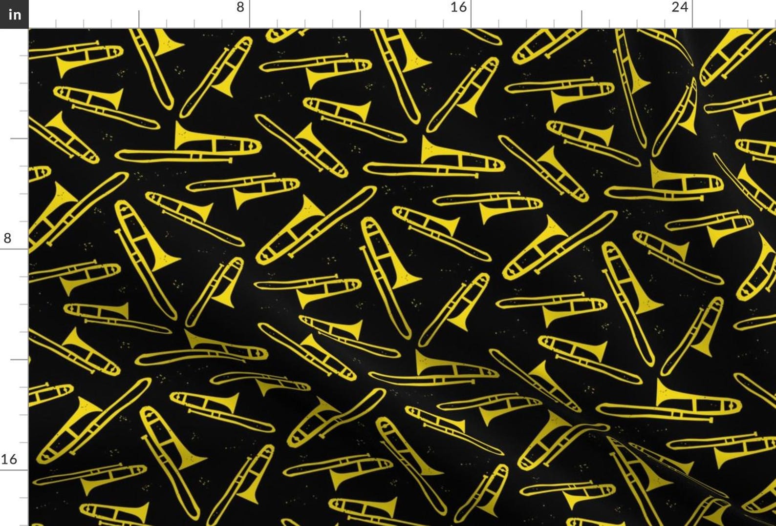 Trombone Fabric - 76 Trombones by Jenimp - Black and Yellow Trombone ...