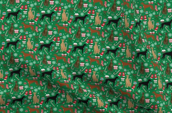 Greyhound Fabric Greyhounds Dog Christmas Fabric By | Etsy