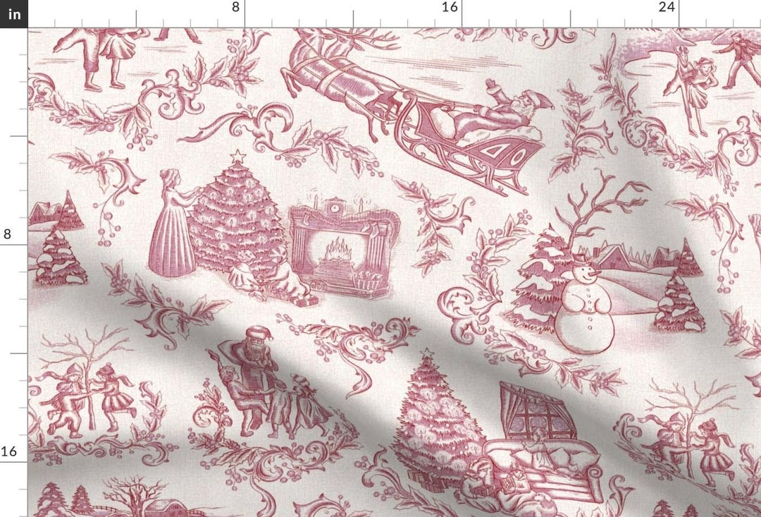 Holiday Toile Fabric - Christmas Toile in Red by Aaron_gallen - Noel ...