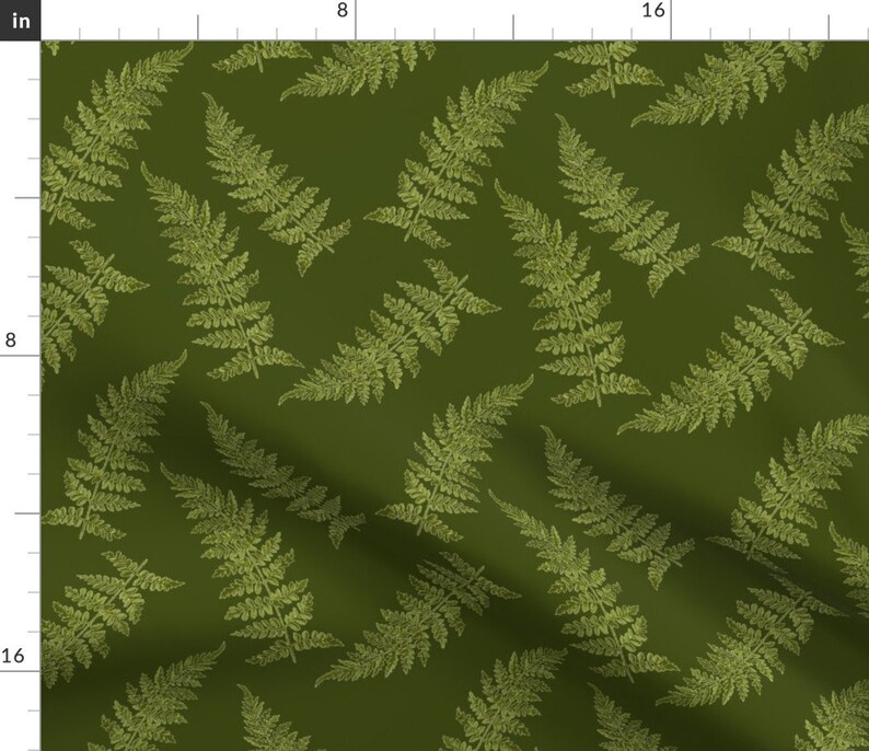 Ferns Fabric Vintage Ferns-dark Green by Redbriarstudio | Etsy