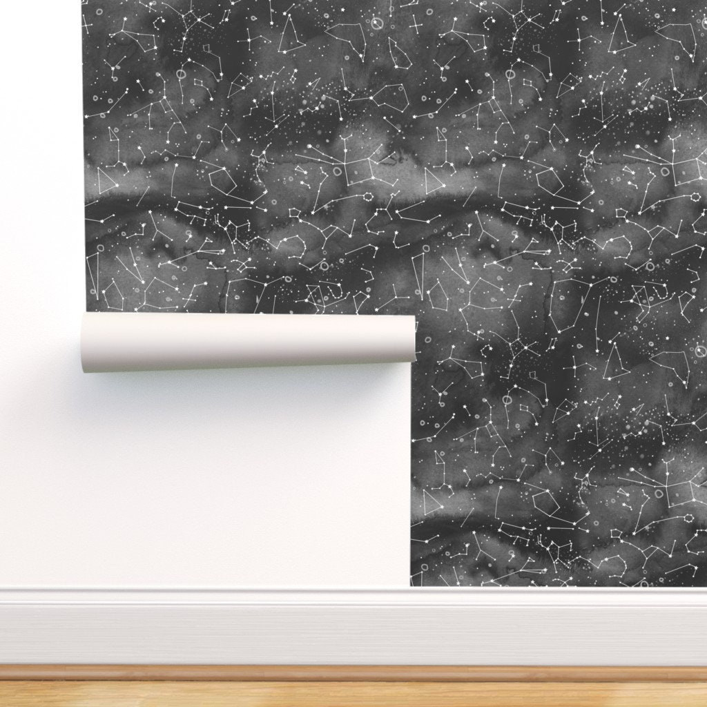 Space Wallpaper Constellations by Emerysmithstudio Gray | Etsy