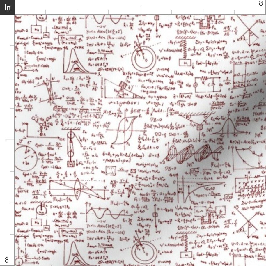 Math Notes Fabric Physics Equations in Red Pen by Thin Line - Etsy Canada