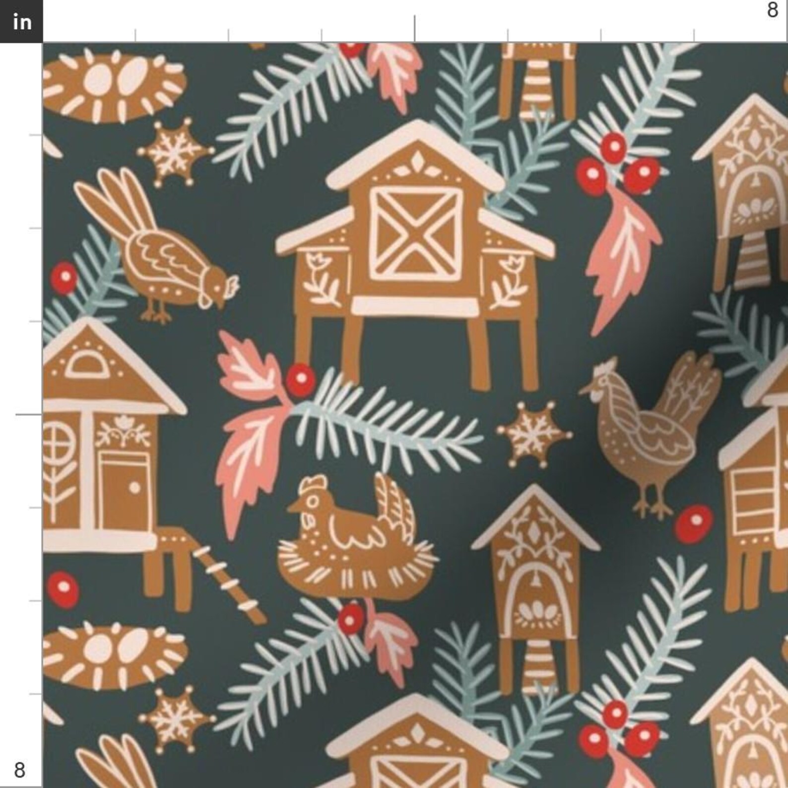 Gingerbread Houses Xmas Fabric - Gingerbread Chicken Coops by Katie ...