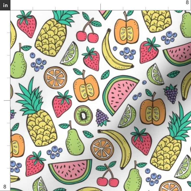 Fruit Fabric Summer Fruit Pineapplestrawberrywatermelon by - Etsy