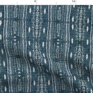 Blue Aztec Stripes Pattern Tribal Fabric Atlantis Fleet | Etsy