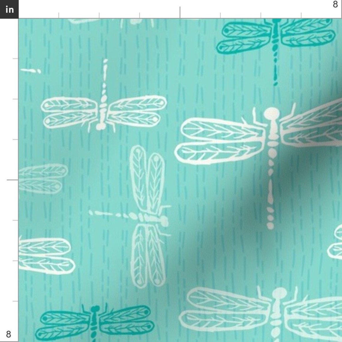 Dragonfly Fabric Dragonflies Teal By Teresamagnuson | Etsy