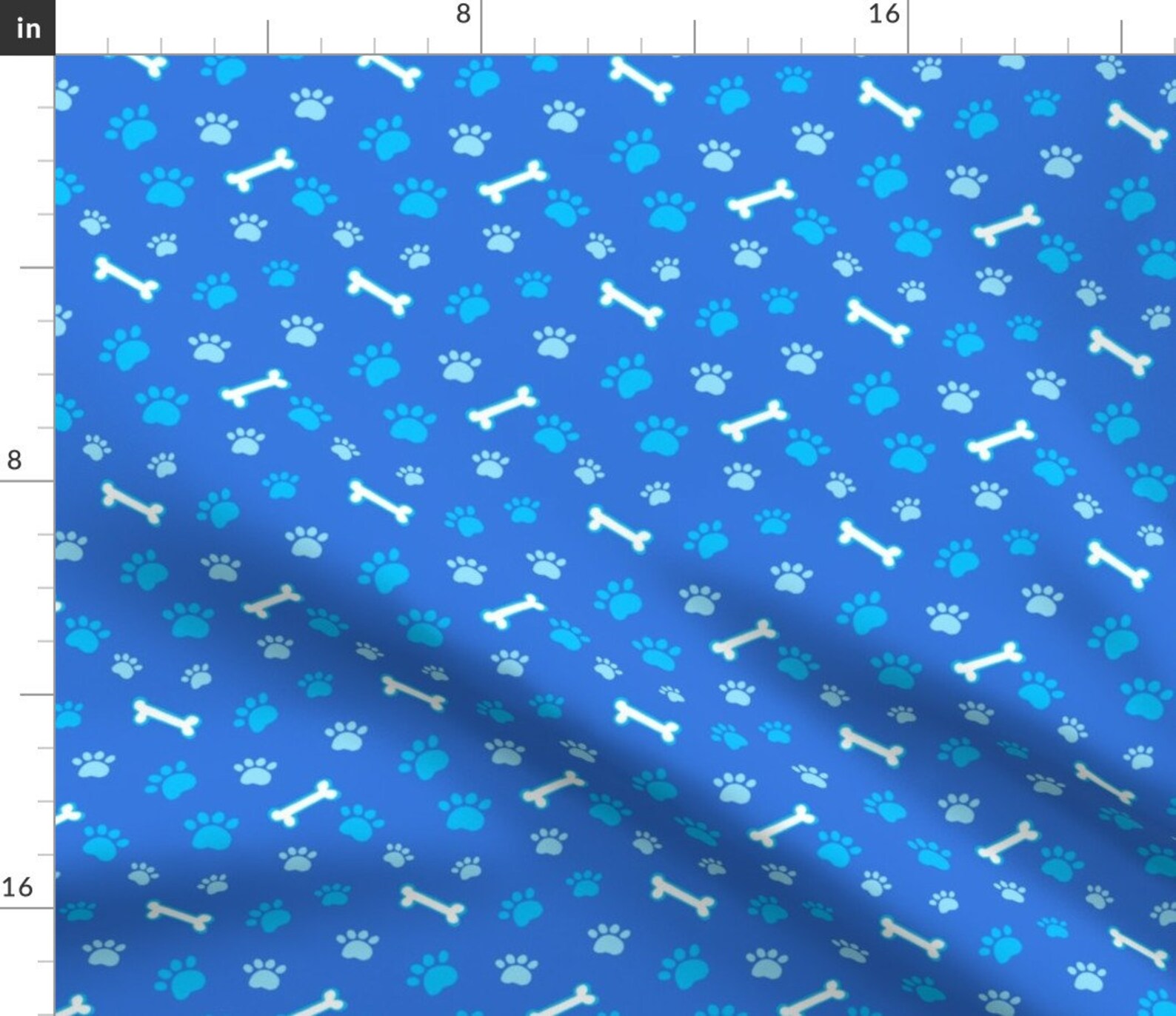 Blue Dog Paw Print Fabric Doggie Paws Bones by | Etsy