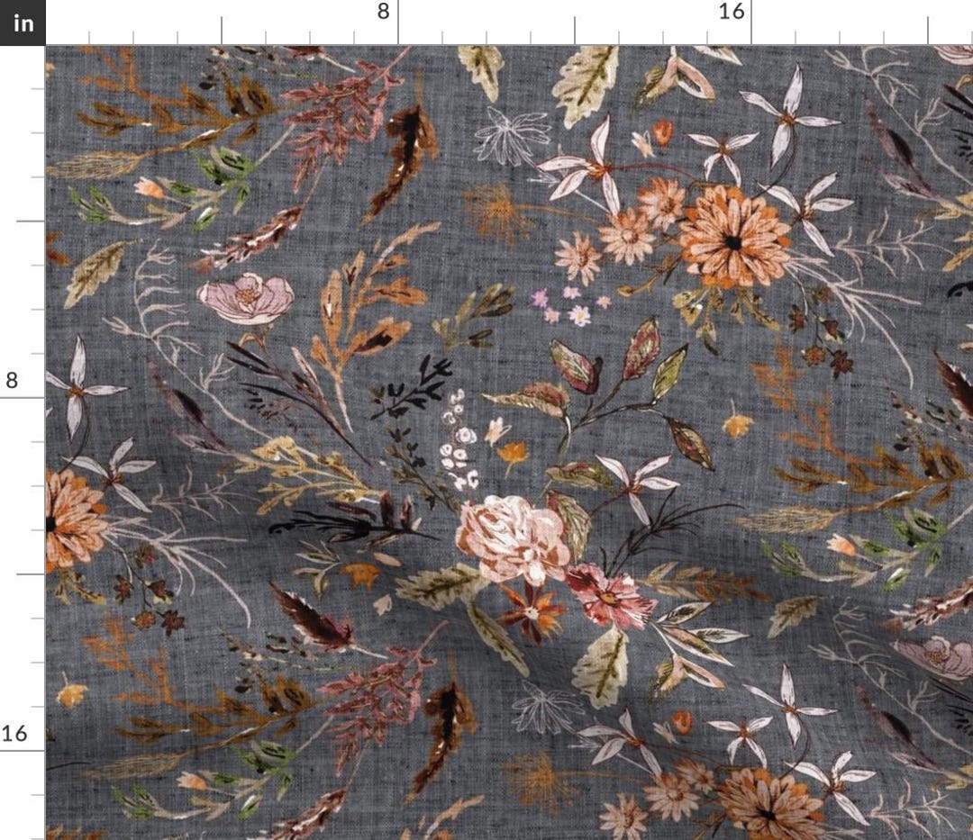 Boho Vintage Floral Fabric Delilah by Nouveau_bohemian Autumn Flowers ...