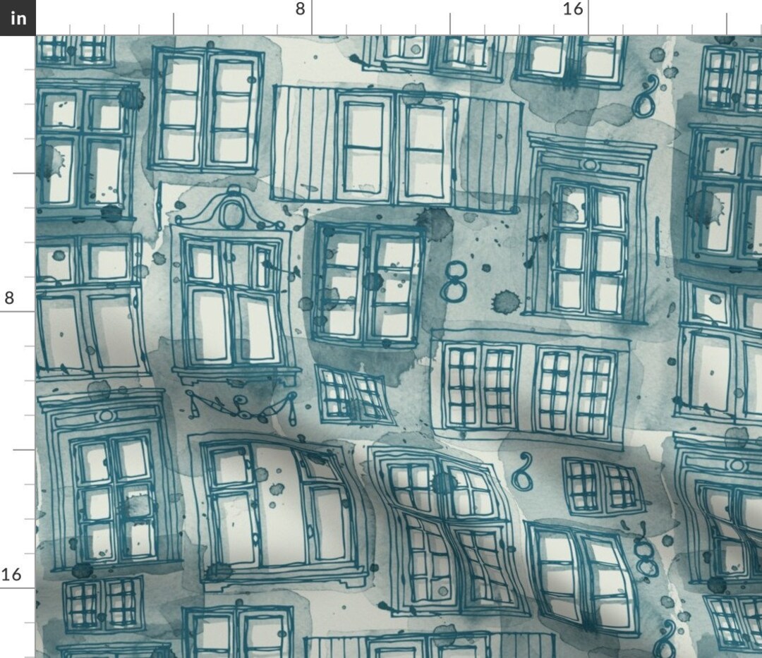 Blue Watercolor Window Fabric Blue Copenhagen by Mariaspeyer Mod Scandi ...