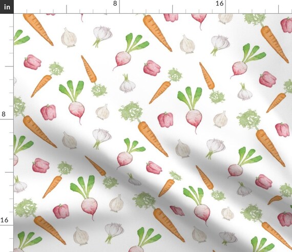 Vegetable Fabric Farmers Veggies by Louandmoss Pepper - Etsy