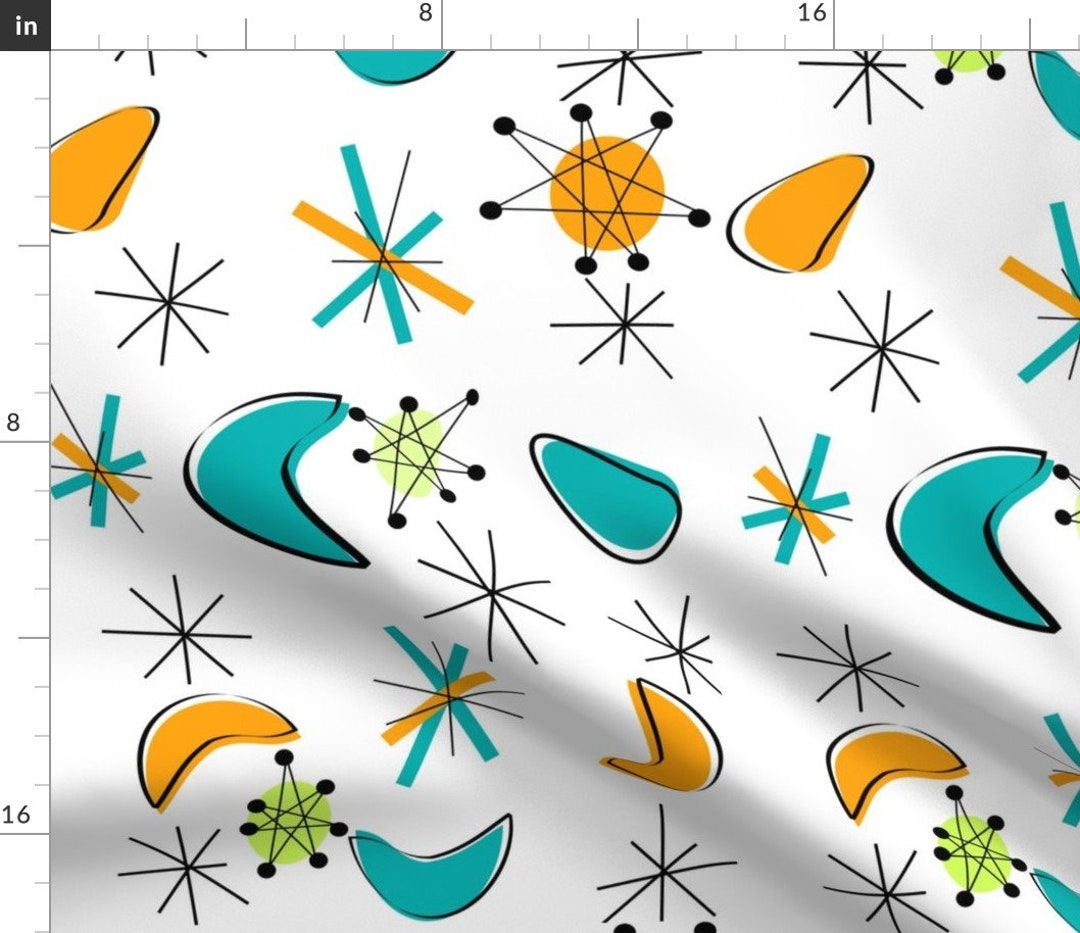 Mid Century Modern Fabric Atomic Era Boomerangs-ed by - Etsy
