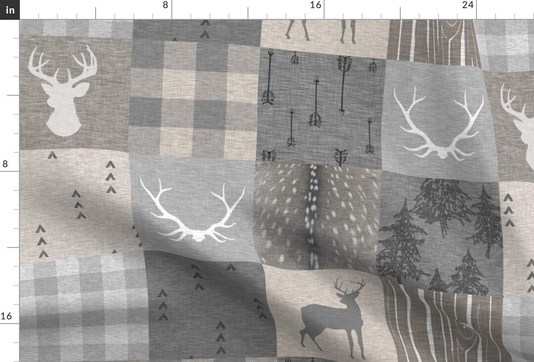 Rustic Woodland Gray Quilt Fabric - Rustic Woodland Cheater Quilt ...