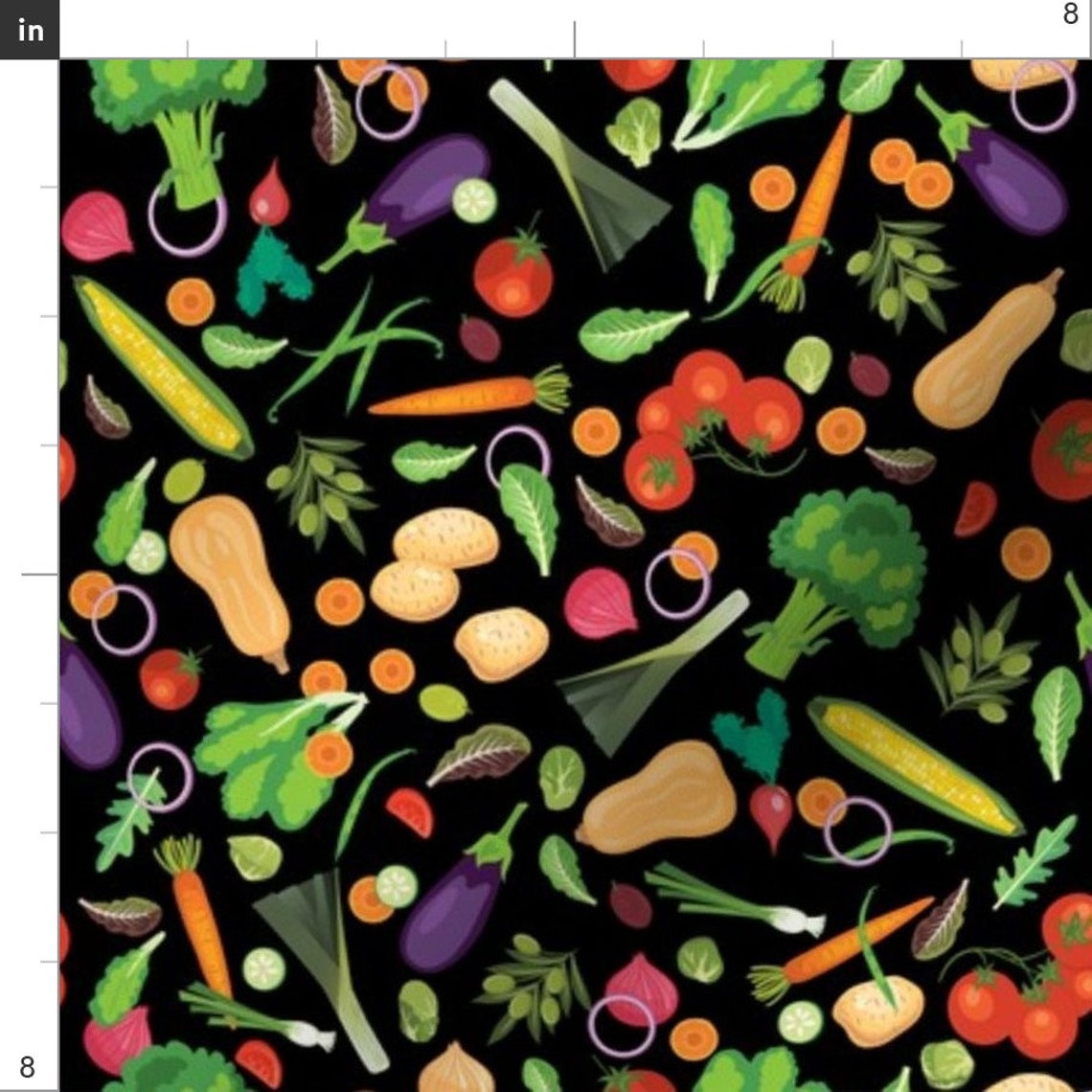 Vegetables Fabric Lets Eat Black Vegetables by Diane555 - Etsy