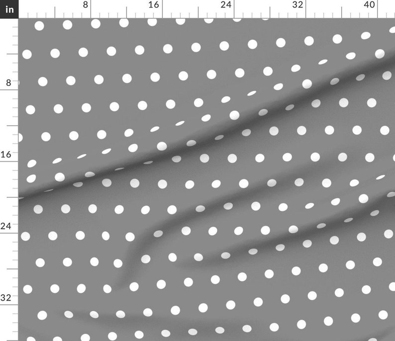 White and Grey Polka Dot Fabric Polka Dot White on Gray by - Etsy