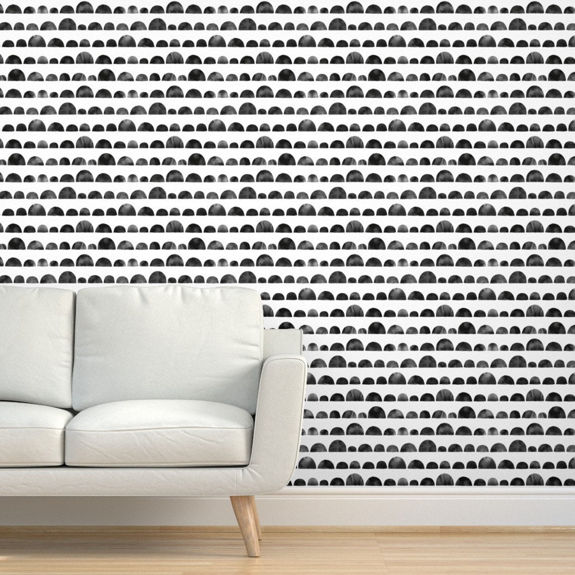Half Circle Wallpaper Half Circles Black Ink by Heleen Vd - Etsy
