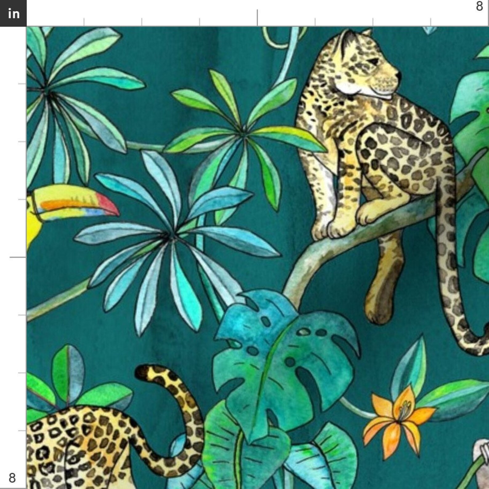 Rainforest Fabric Rainforest Friends Watercolor Animals on - Etsy