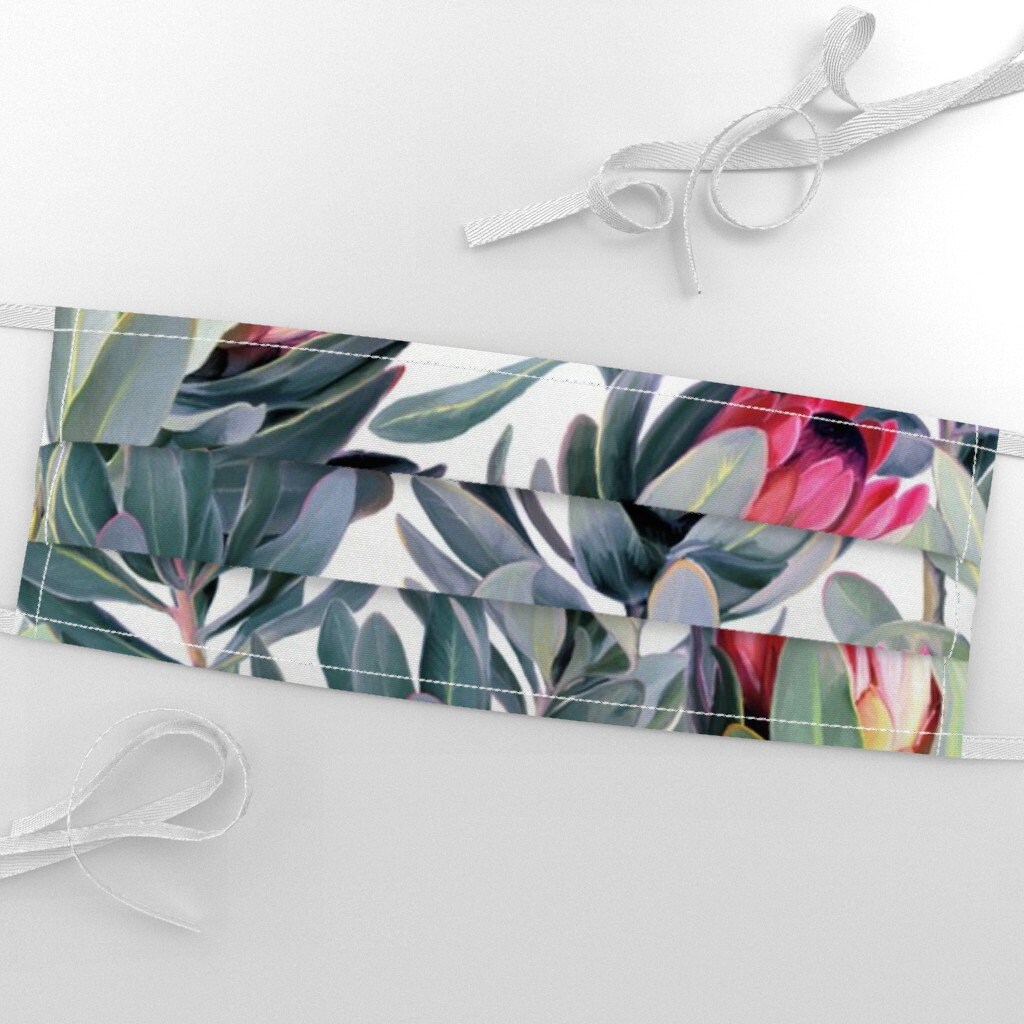 Proteas Fabric Painted Protea Pattern White Background by - Etsy