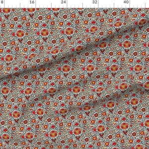 Russian Fabric - Intricate Filigree Red Poppy Traditional Folk Art ...