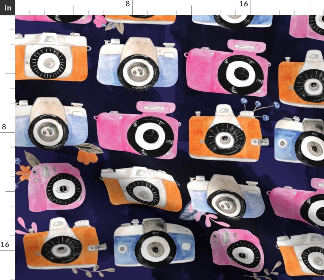 Watercolor Pastel Cameras Fabric Photo Camera Watercolor - Etsy