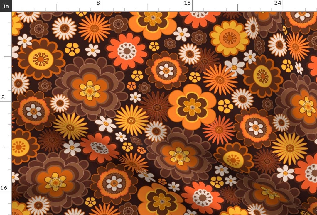 1970s Hippie Fabric - Retro 70s Floral by Priraj_designs - Groovy ...