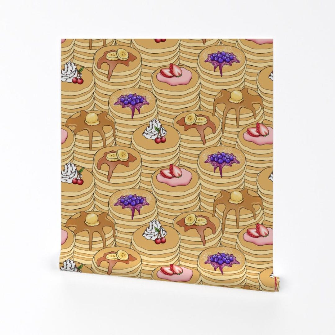 Pancake Wallpaper - Flapjack Stack by Pattysloniger - Breakfast Kitchen ...