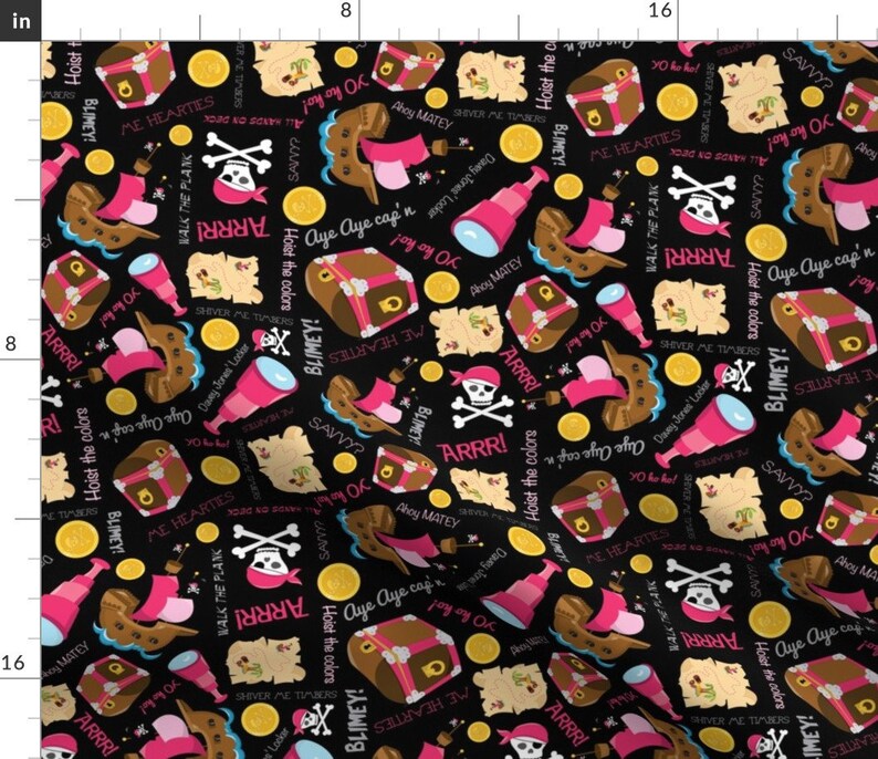 Pirate Treasure Fabric Girl Pirates 02 by Prettygrafik - Etsy