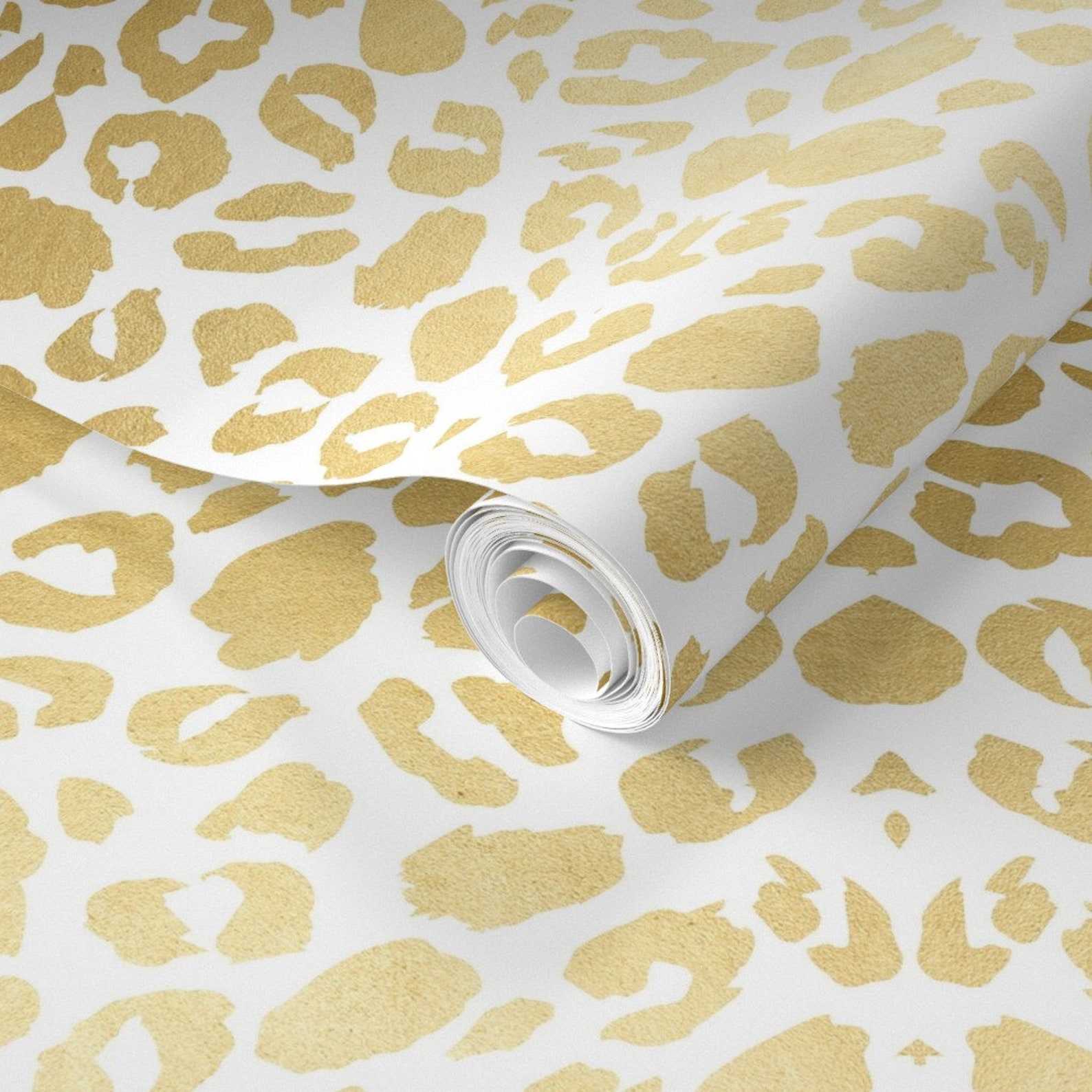 Leopard Wallpaper Gold Gilt Leopard Print by Mlags Yellow - Etsy