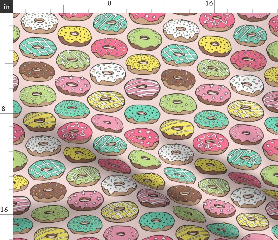 Doughnut Fabric Donuts In Pink By Caja Design Doughnut | Etsy