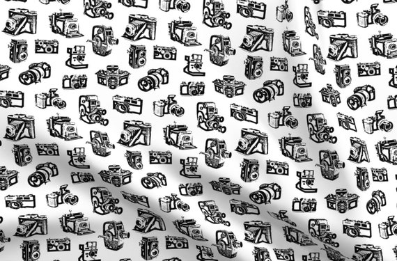 Cameras Fabric Stylized Vintage Cameras By Thin Line | Etsy