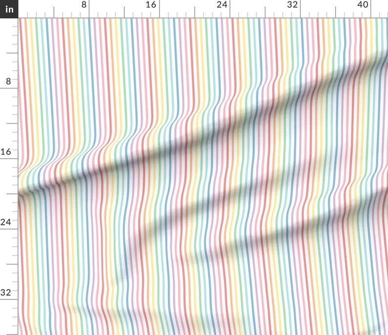 Multicolor Stripe Fabric Pastel Rainbow Stripes 1 Vertical - Etsy