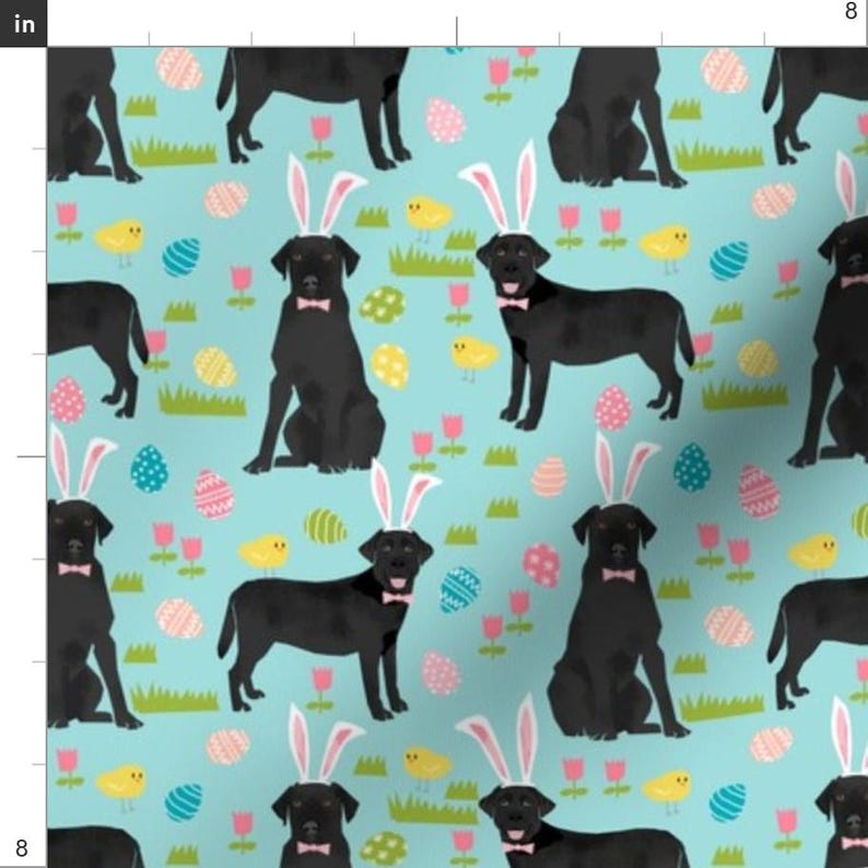 Easter Dog Fabric - Black Lab Labrador Retriever Easter Pastel Blue by ...