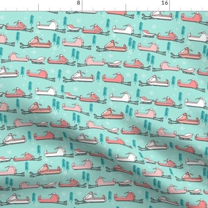 Snowmobiles Fabric Vintage Snowmobile Illustration Winter Outdoors ...