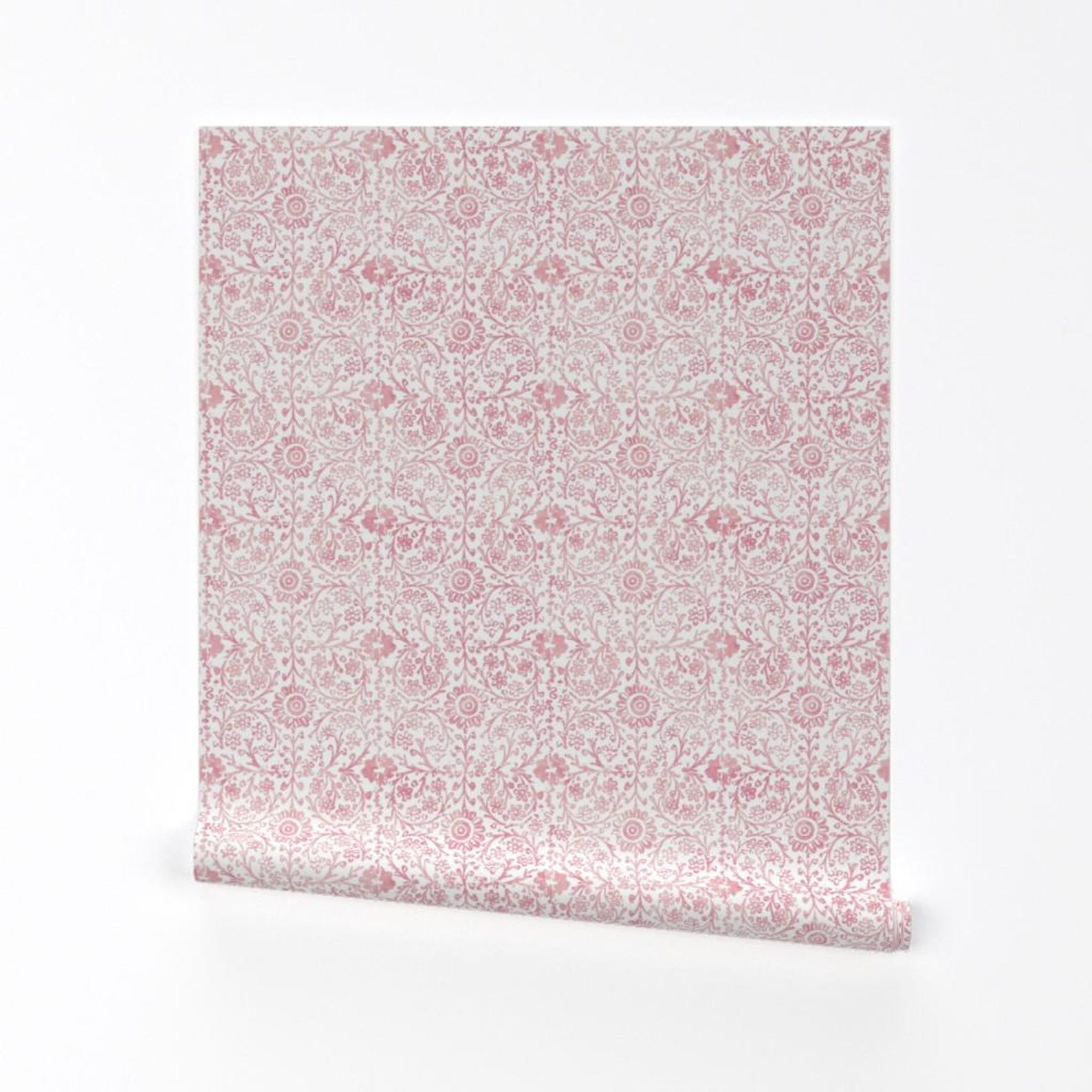 Pink Wallpaper - Indian Woodblock in Rose Pink by Forestsea - Pink ...