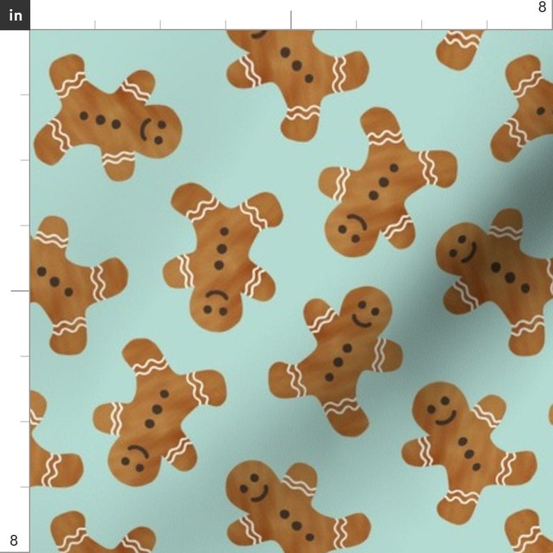 Mint Gingerbread Men Fabric Gingerbread Man Toss Dark Mint | Etsy