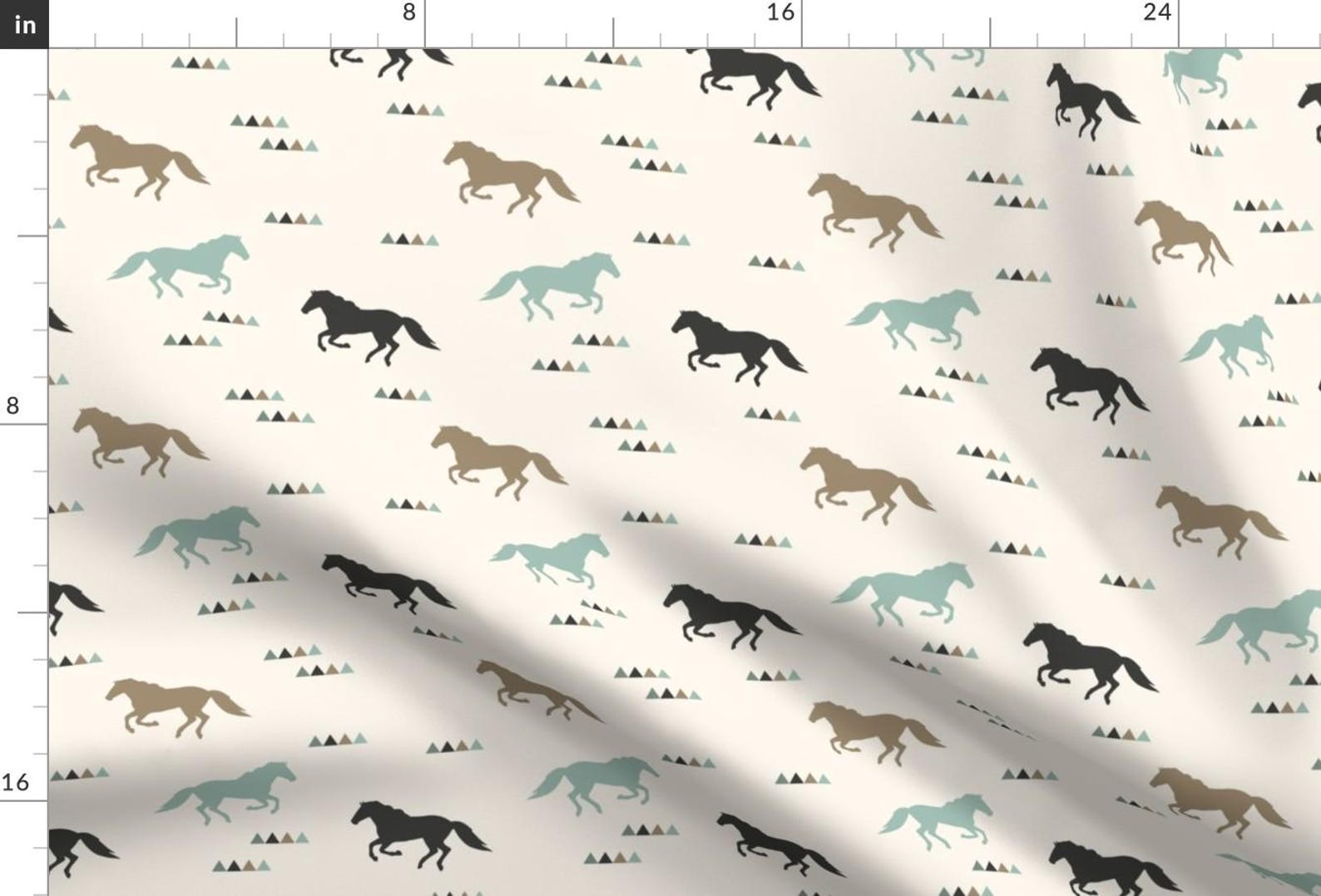 Horse Fabric - Wild Horses Custom Fabric by Little Arrow Design - Horse ...