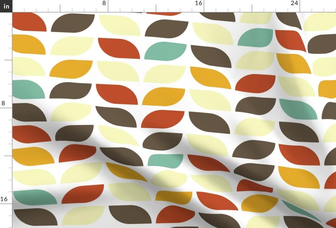 Mid Century Modern Fabric - Geometric Pattern Leaf Fall by Red Wolf ...