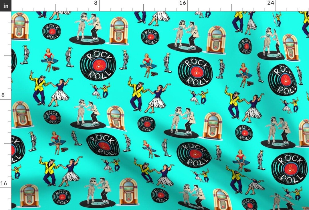 Retro Rock N Roll Fabric Rock N Roll Baby by Floramoon Designs Rock N ...