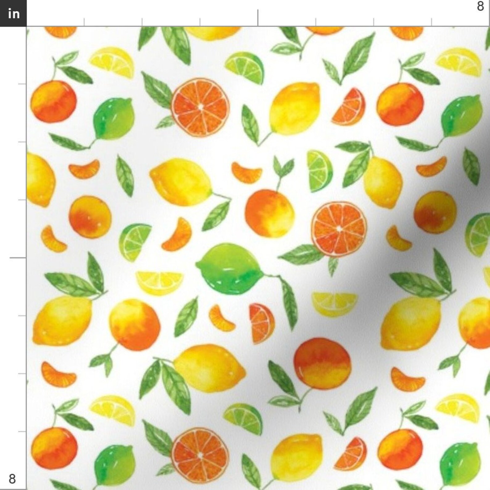 Watercolor Citrus Fruits Fabric Citrus Fruits by - Etsy