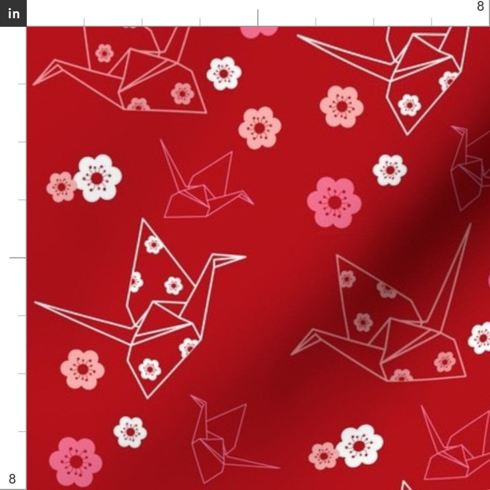 Red Origami Fabric Origami Cranes Red by Boredinc Red - Etsy