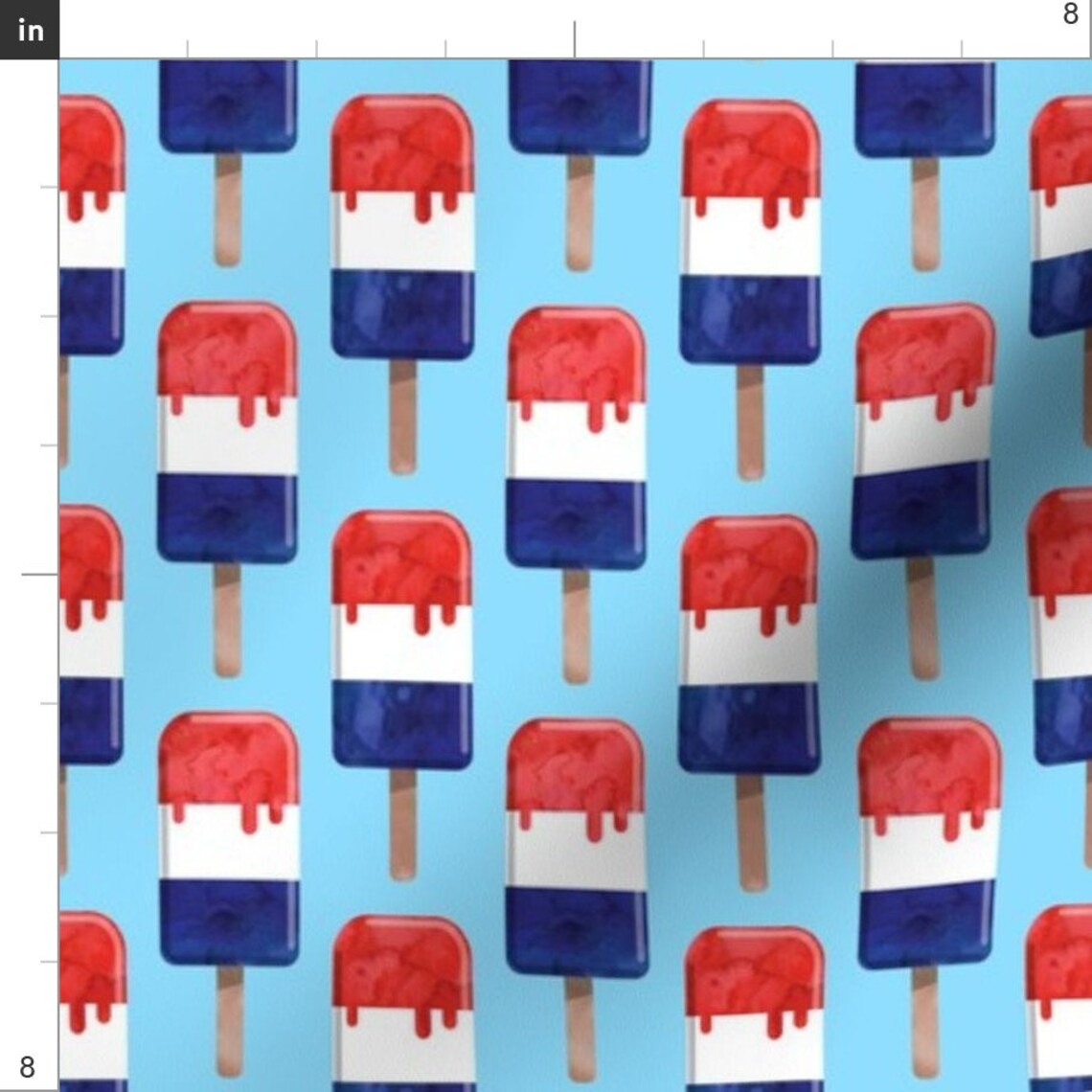American Ice Pop Fabric Red White and Blue Ice Pop Stars and - Etsy