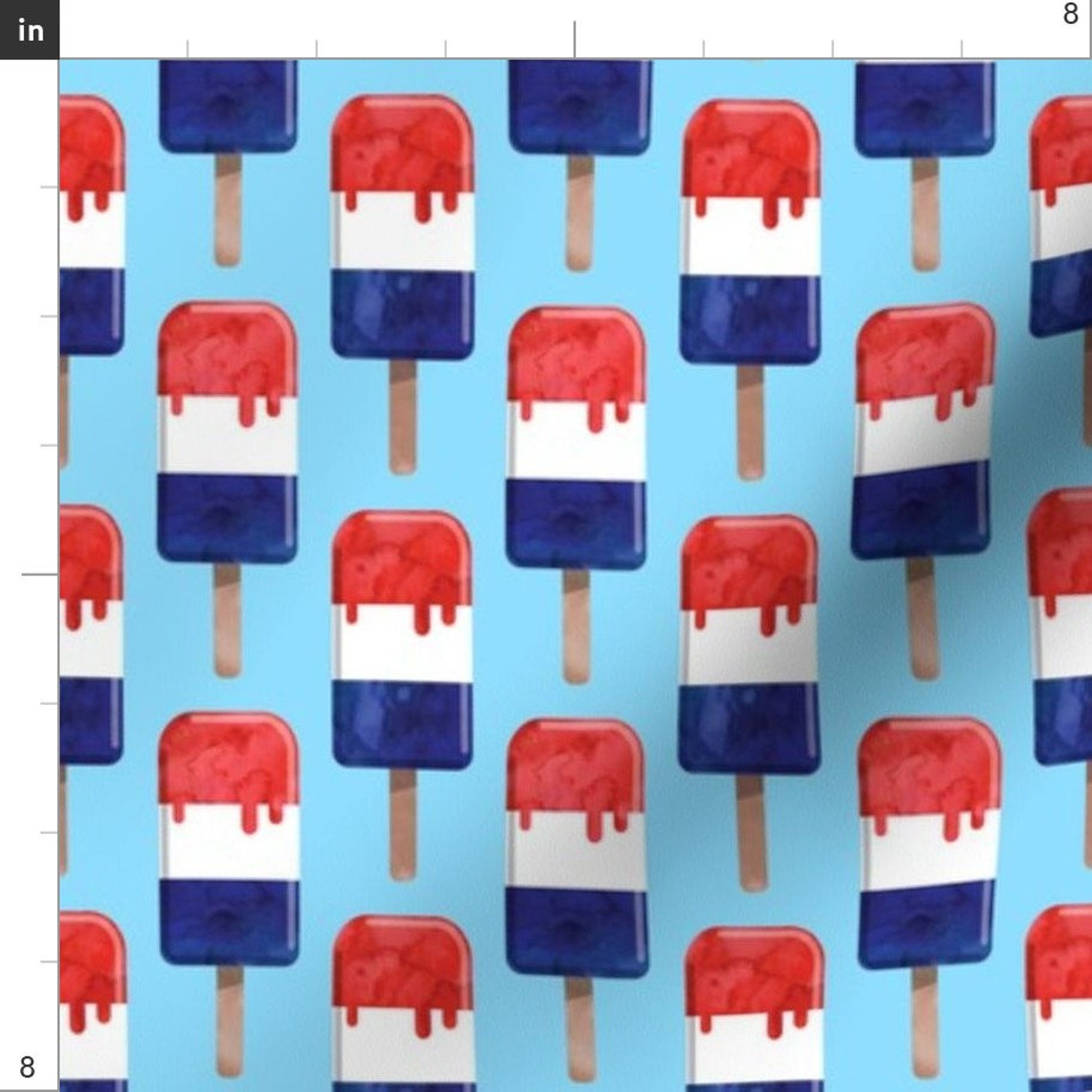 American Ice Pop Fabric Red White and Blue Ice Pop Stars and - Etsy
