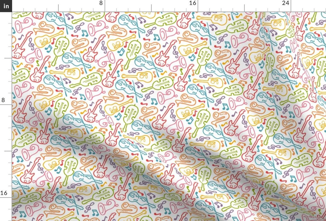 Musical Instrument Fabric - Musical Instruments by Oksancia - Rainbow ...