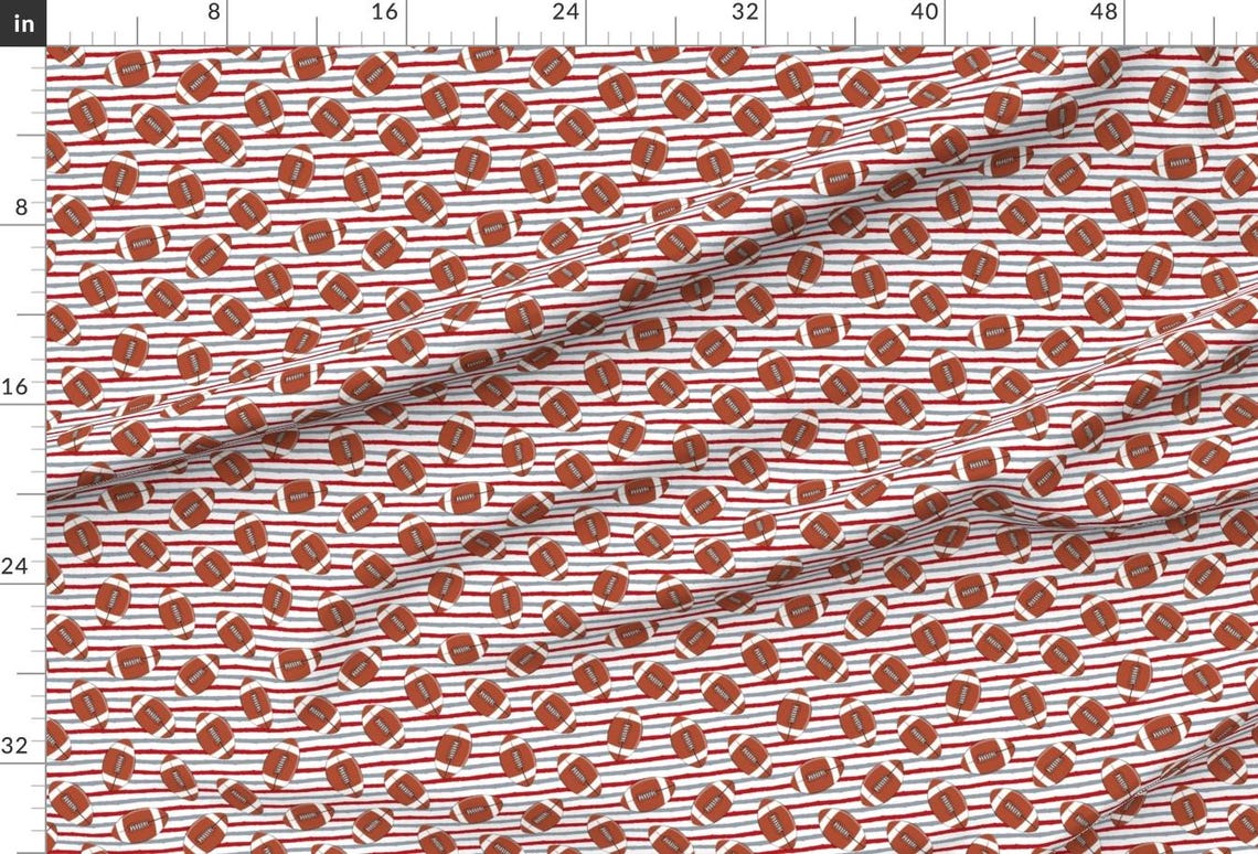 Football Stripe Fabric - College Football - Red and Grey Stripes by ...