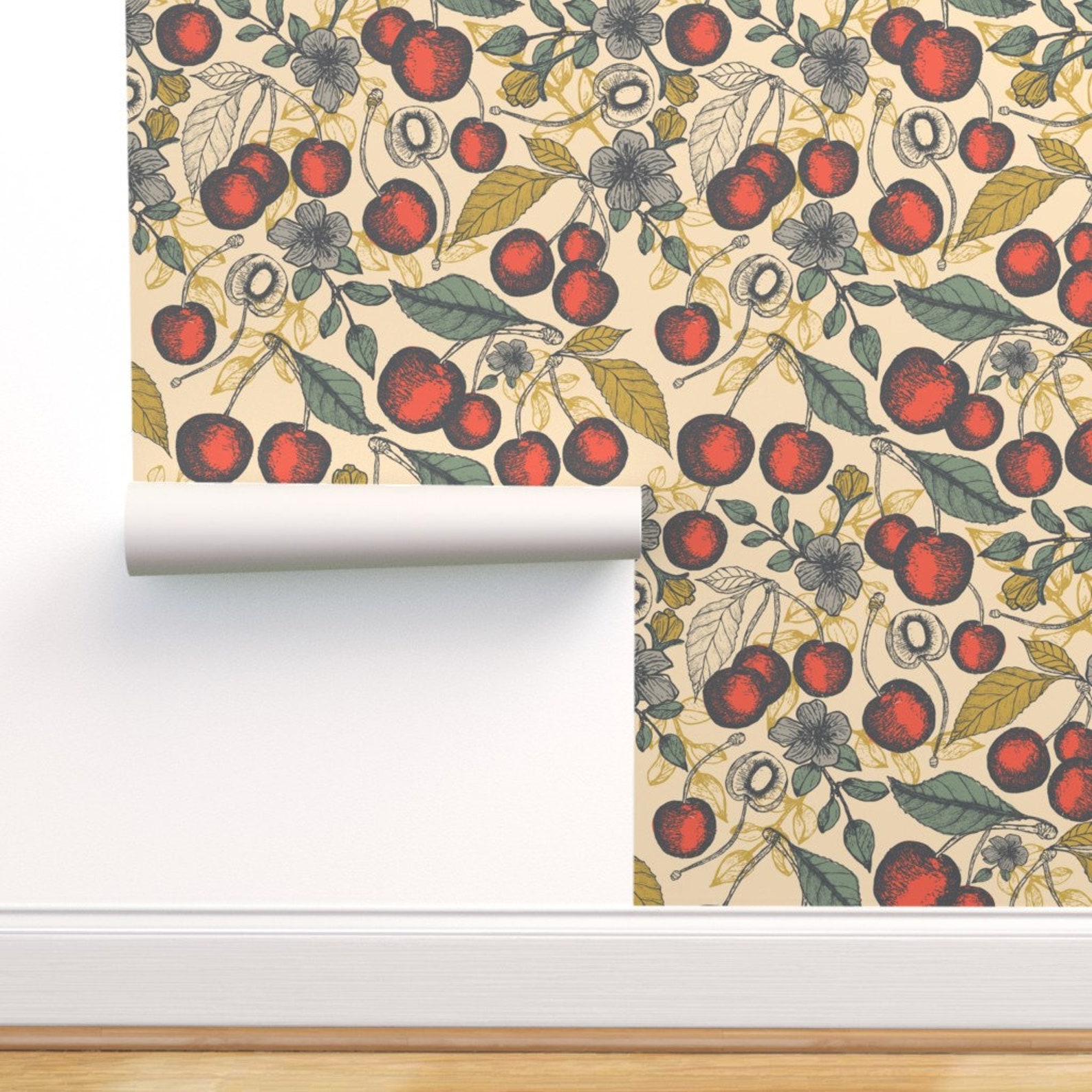 Vintage Style Cherry Wallpaper Cherry Flavor by Latoblab - Etsy