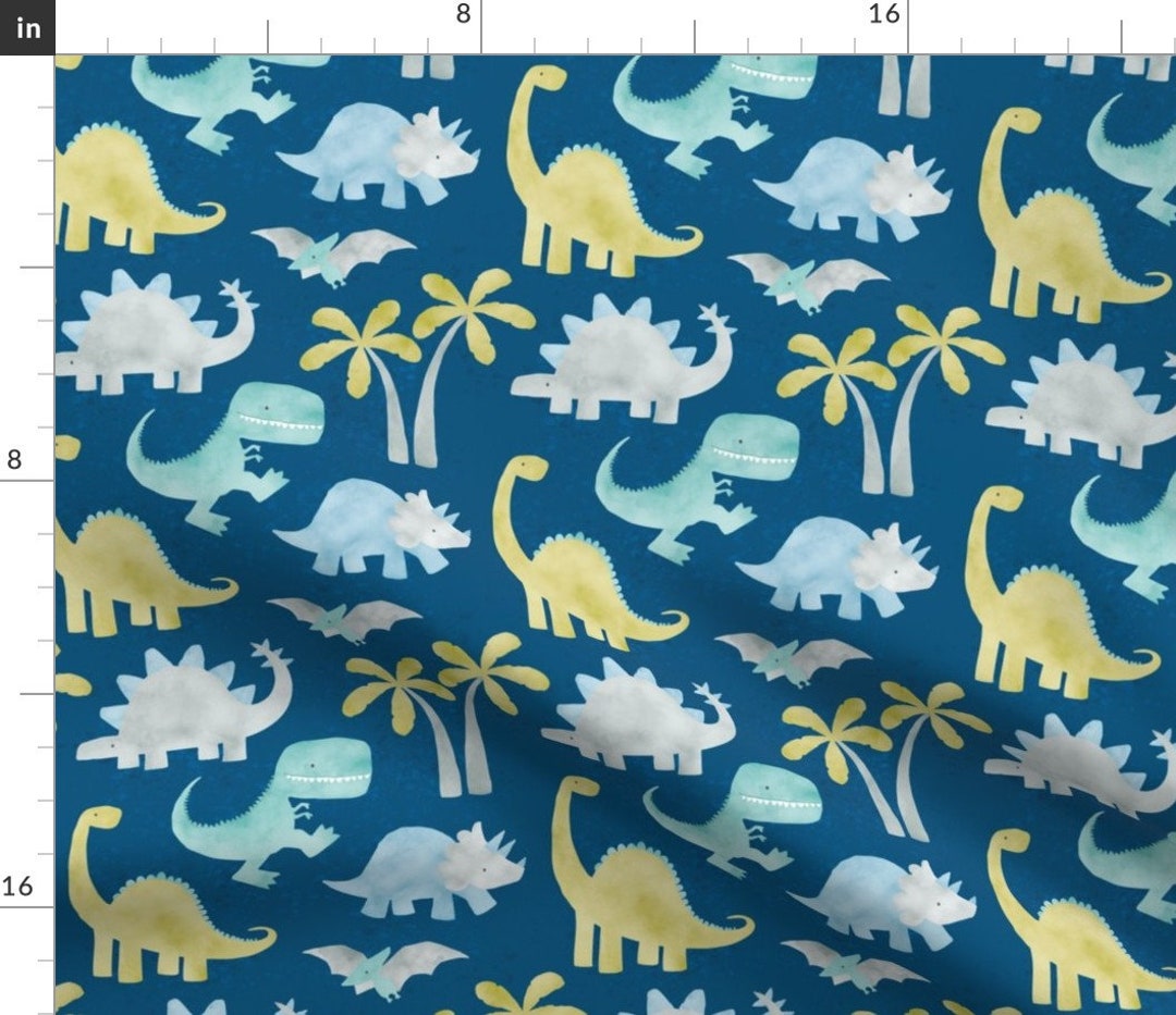 Dinosaur Fabric Dinosaur Pattern Blue by Nick Neuman - Etsy
