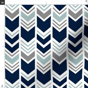 Chevron Fabric Chevron Dark Blue/dark Grey/dusty Blue by - Etsy