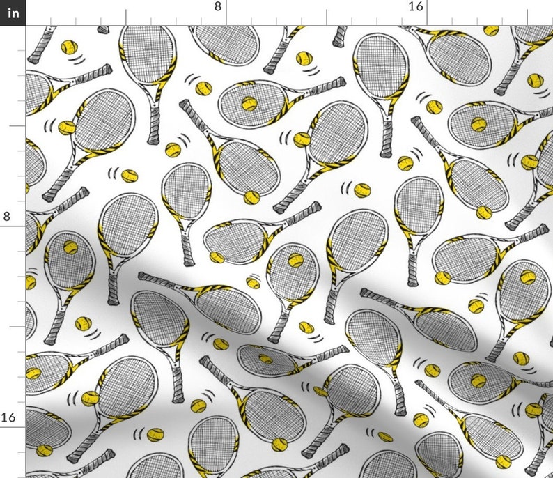 Vintage Tennis Fabric Tennis Rackets Sport Game by Revista | Etsy